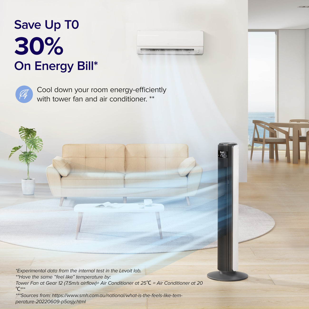 Levoit Classic Tower Fan 42-inch Brushless DC Motor