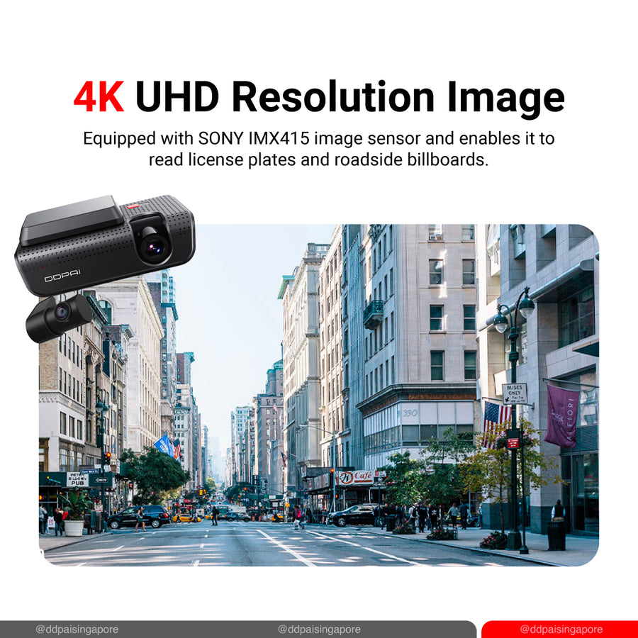 DDPAI X5 Pro Dash Cam 4K UHD Dual Cam Recorder WiFi DVR 4G Connection