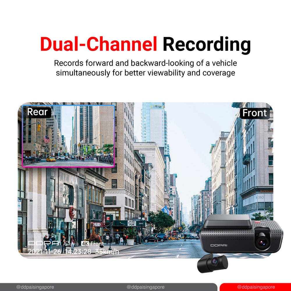 DDPAI X5 Pro Dash Cam 4K UHD Dual Cam Recorder WiFi DVR 4G Connection