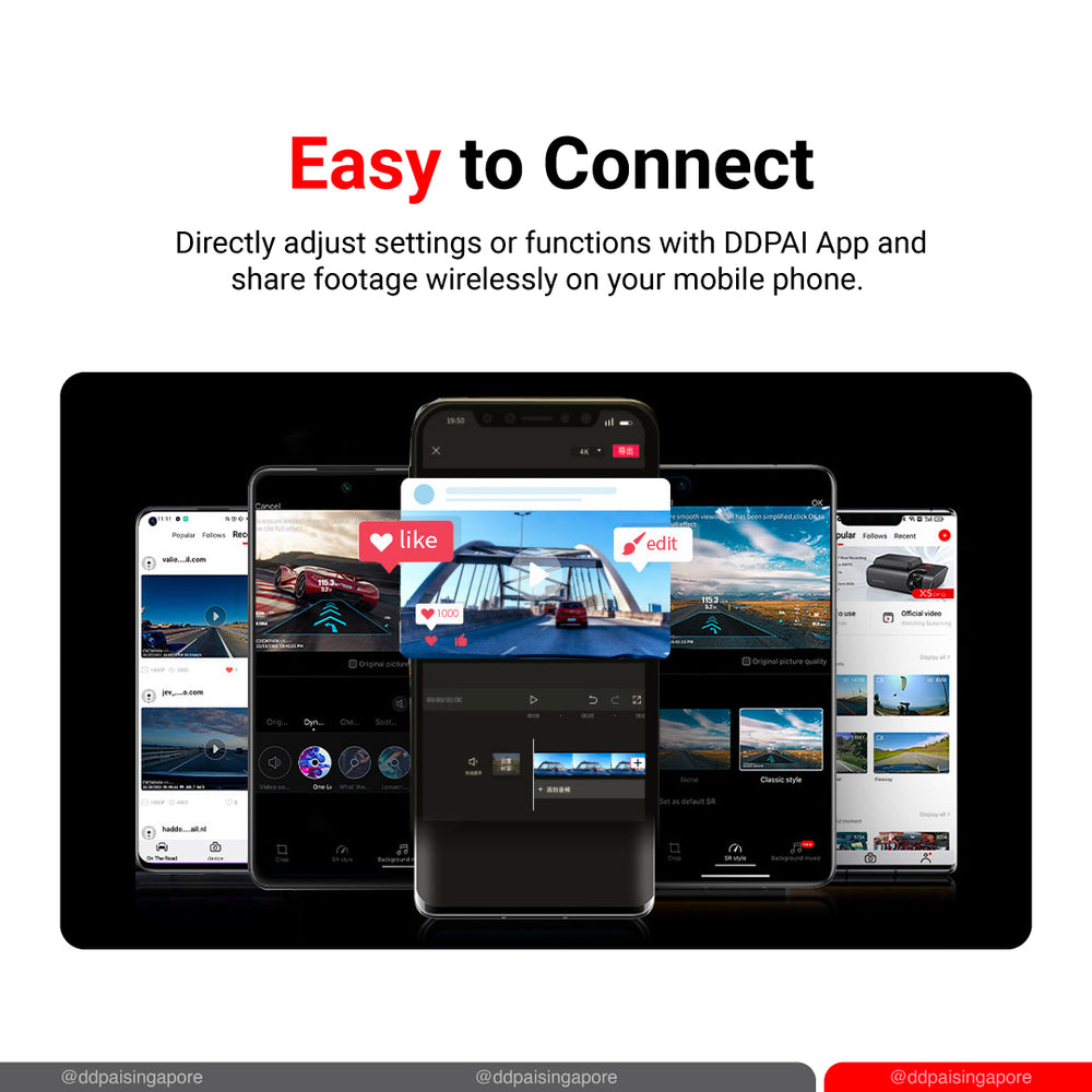 DDPAI X5 Pro Dash Cam 4K UHD Dual Cam Recorder WiFi DVR 4G Connection