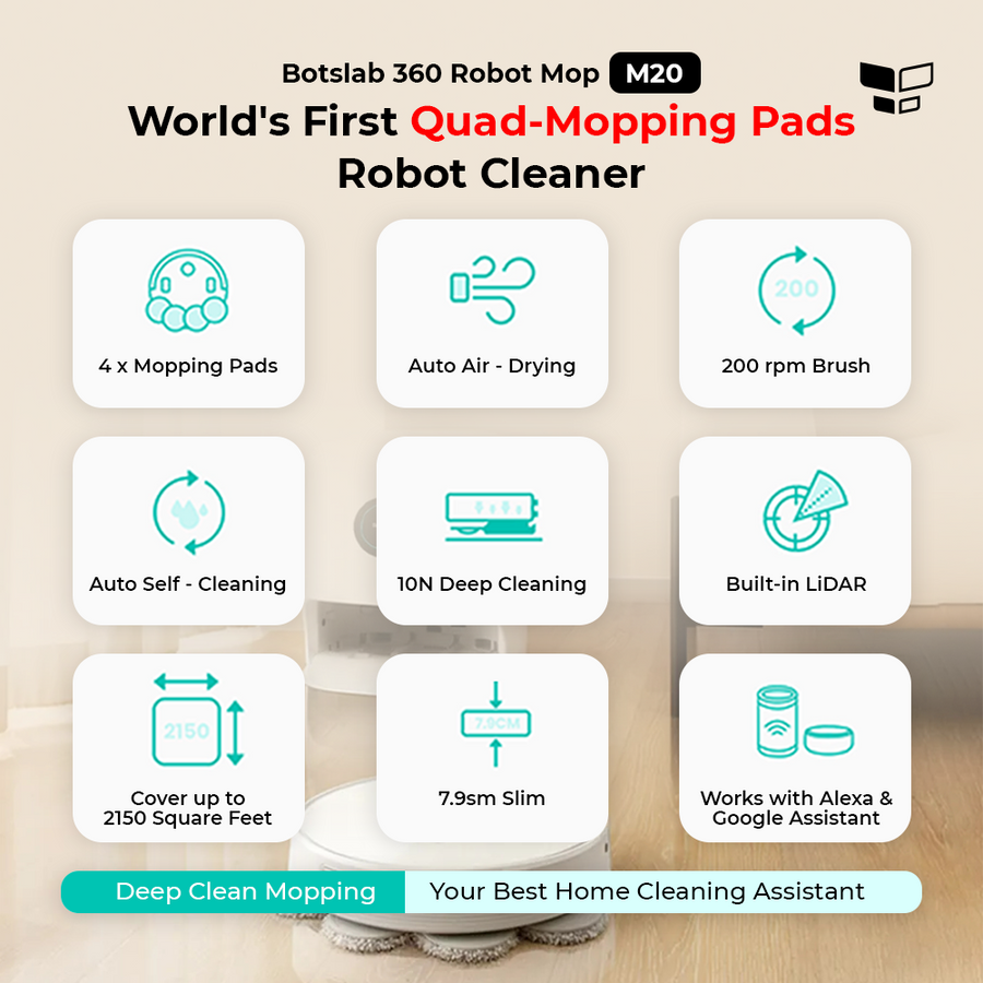 Botslab M20 360 Smart Robot Mop | Dasher Singapore